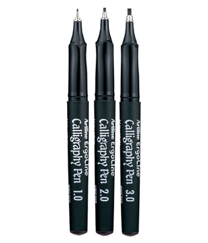 Artline Ergoline Calligraphy Pen With 3 Nib Sizes Black Pack Of 2