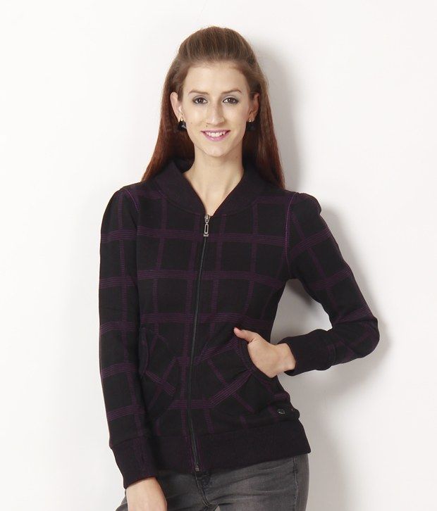 Buy Juelle Black Fleece Zippered Sweatshirt Online at Best Prices in ...