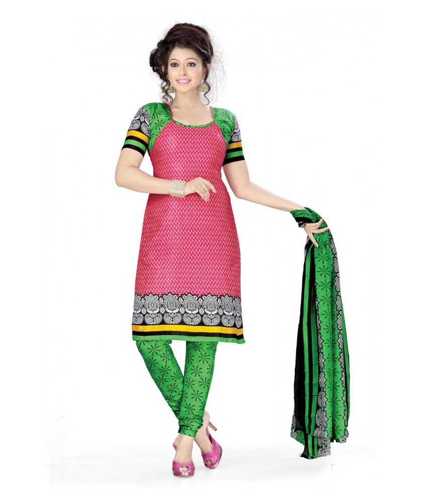 Kasish Pink Embroidered Cotton Dress Material - Buy Kasish Pink ...