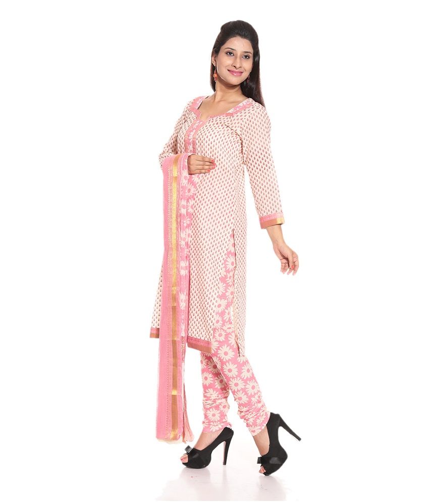 Desh Ki Mitti White Cotton Unstitched Dress Material - Buy Desh Ki ...