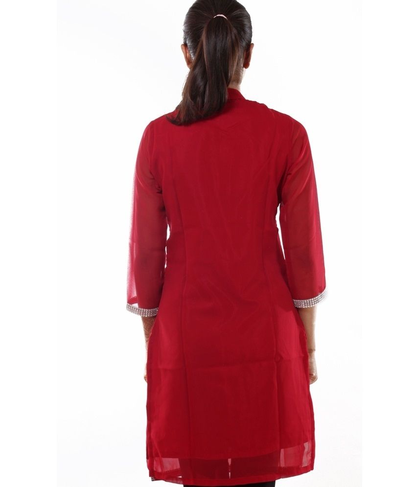 URBANE WOMAN BEN COLLAR MID LENTHG PARTYWEAR KURTI WITH DIAMOND LACES ...