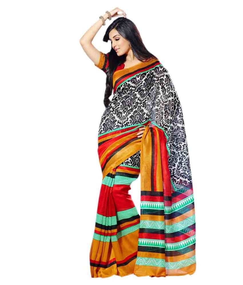 Inddus Attractive Black Art Silk Printed Saree With Blouse Piece - Buy ... Inddus Attractive Black Art Silk Printed Saree With Blouse Piece - Buy ...