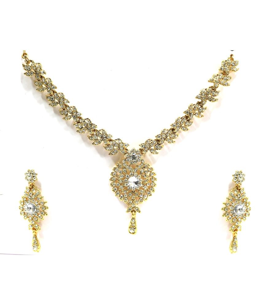 Zaveri Pearls Golden Alloy Contemporary Necklace Set Buy Zaveri