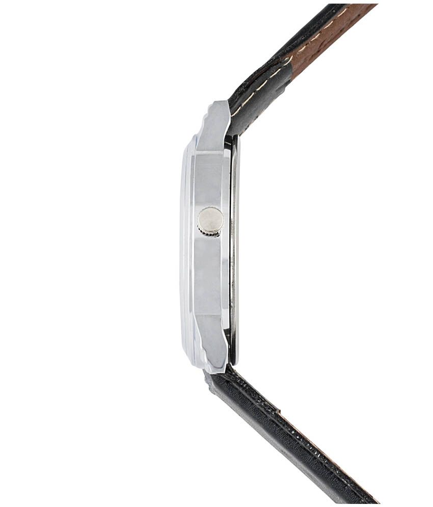 Greenwich Polo Club Black Leather Round Dial Analog Casual Watch For