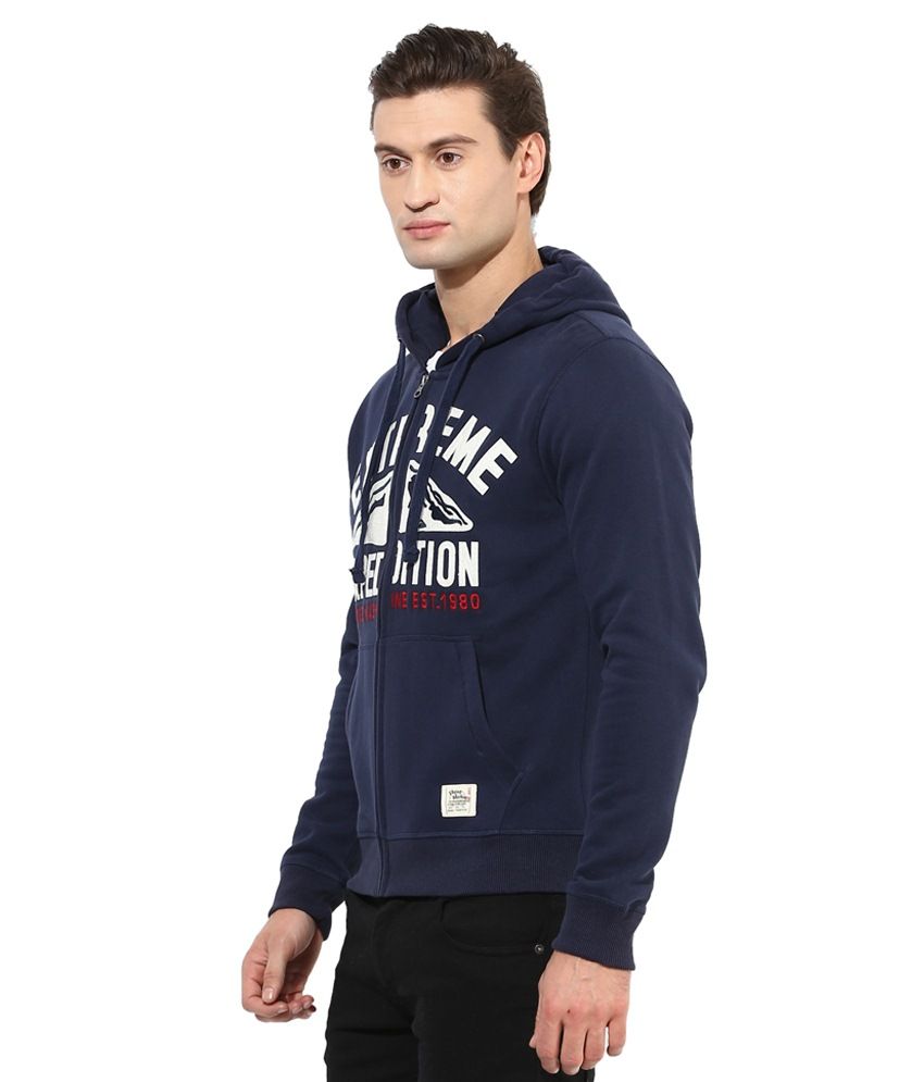 Flying Machine Blue Cotton Hooded Sweatshirt - Buy Flying Machine Blue ...