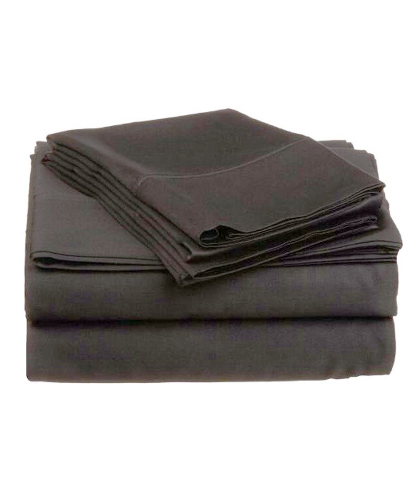 Askd Enterprise Black Cotton Plain Double Bedsheet - Buy Askd ...