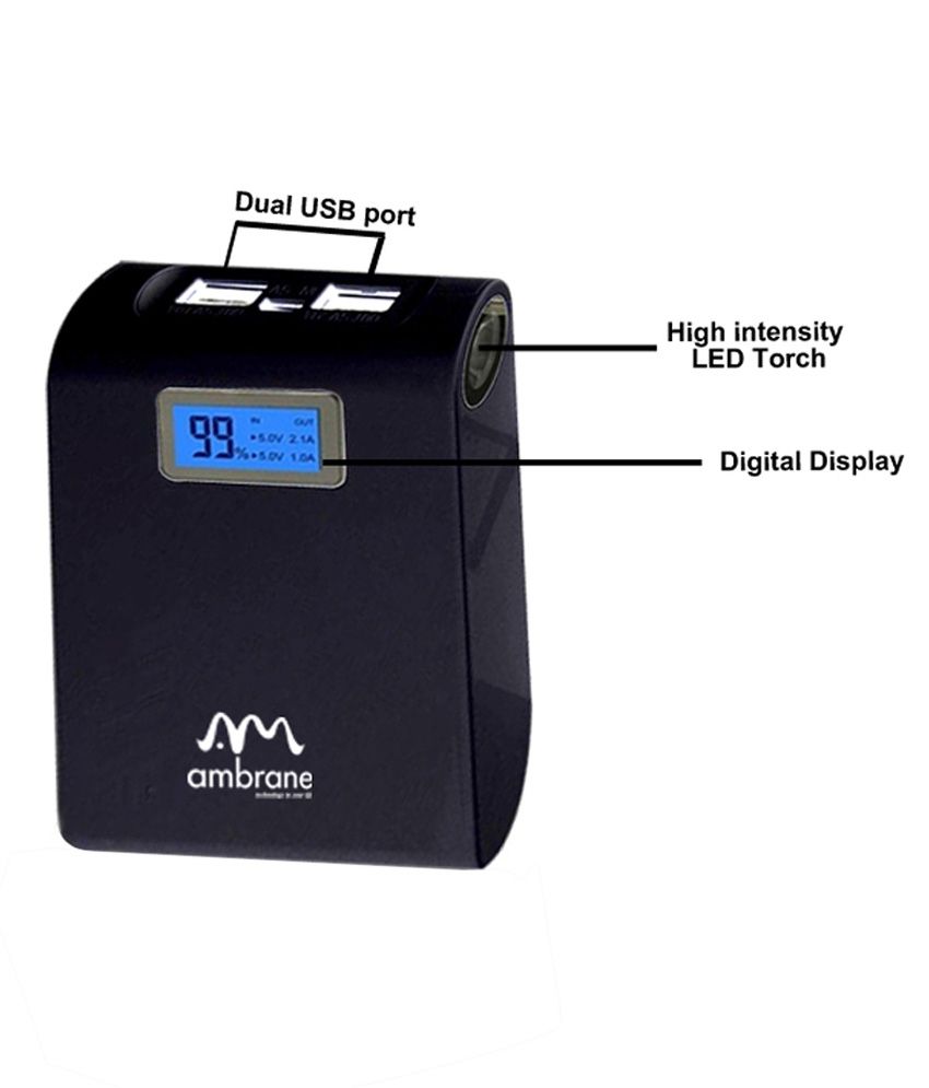 Ambrane P-1000 mAH 10400 Micro-B USB Power Bank - Power Banks Online at ...