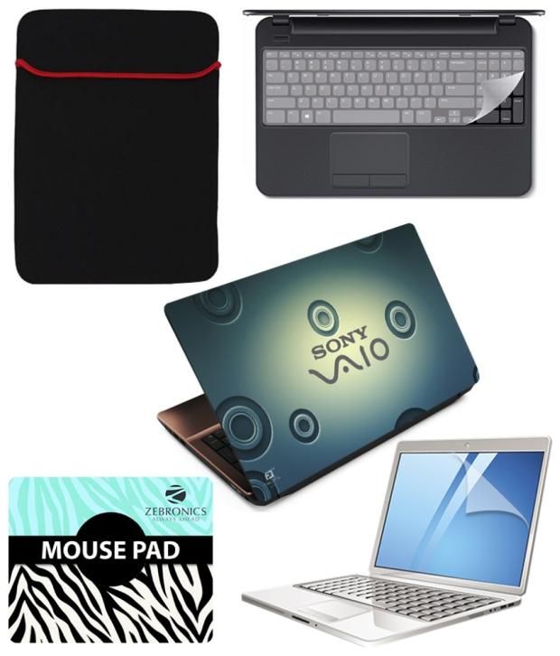 FineArts Combo of Sony Vaio Printed Textured Laptop Skin, Laptop Sleeve ...