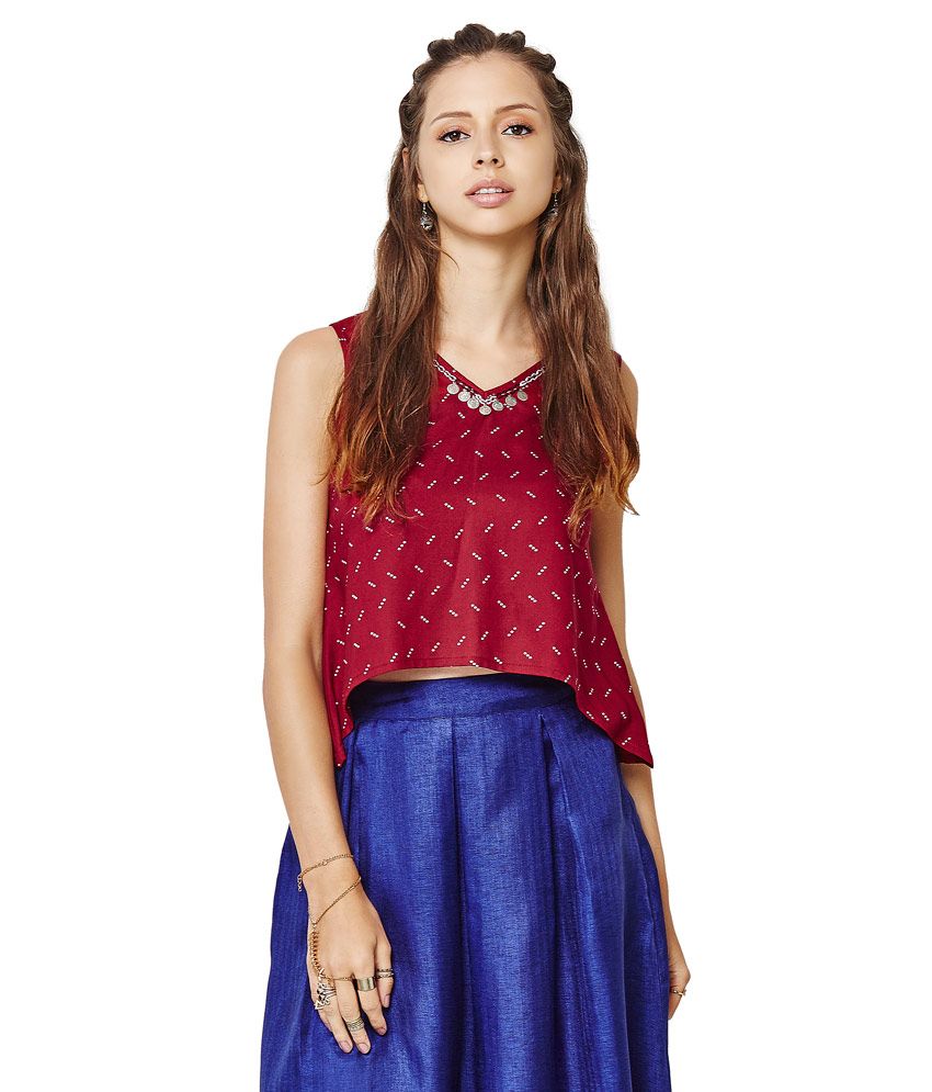 Global Desi Red Sleeveless Tops - Buy Global Desi Red Sleeveless Tops ...