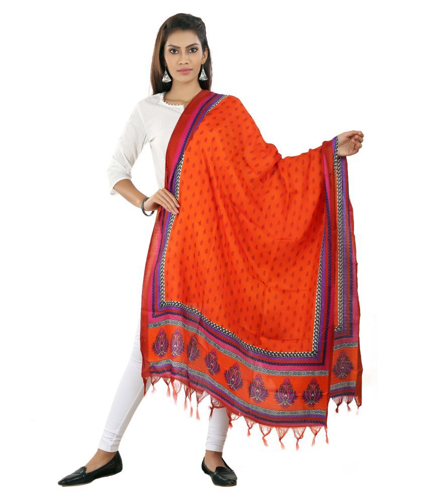 Pagazo Orange Bhagalpuri Silk Digital Printed Dupattas Price In India