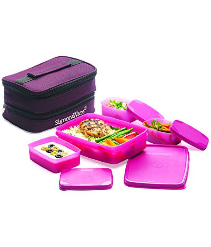 Signoraware Fortune Lunch Box with Bag, Pink: Buy Signoraware Fortune ...