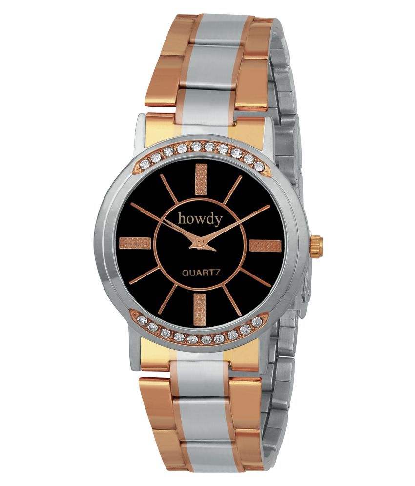 Howdy Beautiful Black Dial with Multicolour Stainless Steel Strap ...