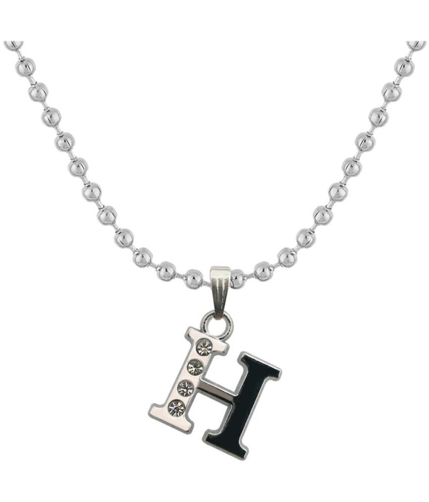 JewelMaze Rhodium Plated " H " Alphabet Chain Pendant-1203168: Buy ...