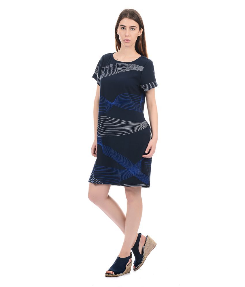 Nautica Polyester Navy Shift Dress - Buy Nautica Polyester Navy Shift ...