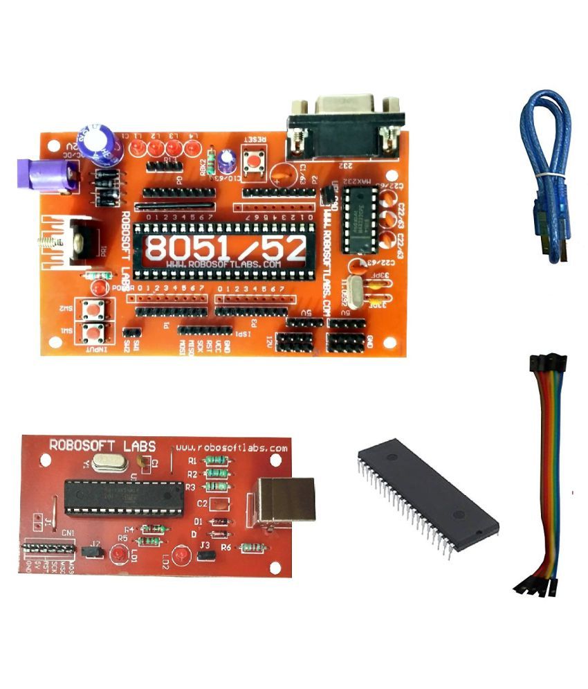 Robosoft Labs 8051 8052 Development Board With At89s52 8052 Max232 Ic And Programmer