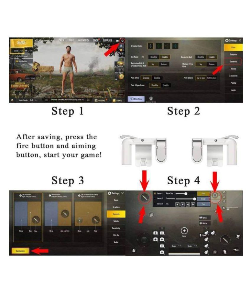 Buy ZACU PUBG Shoot/Aim Buttons L1R1 Trigger Controller For Andriod ...