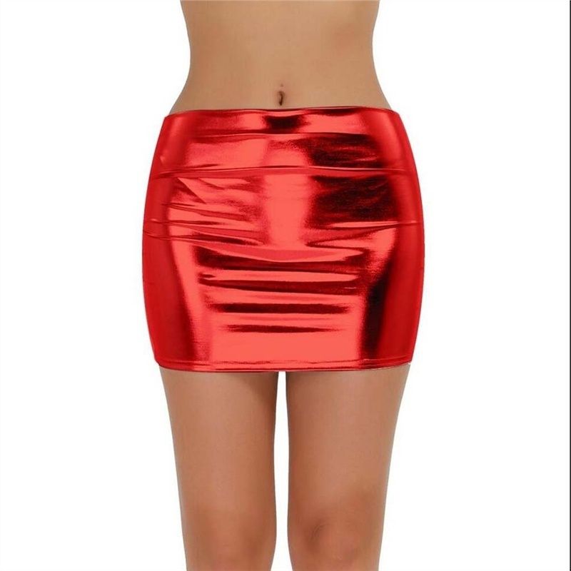 Sexy Ladies Wetlook Patent Leather Shiny Mini Skirt Clubwear Slim Short