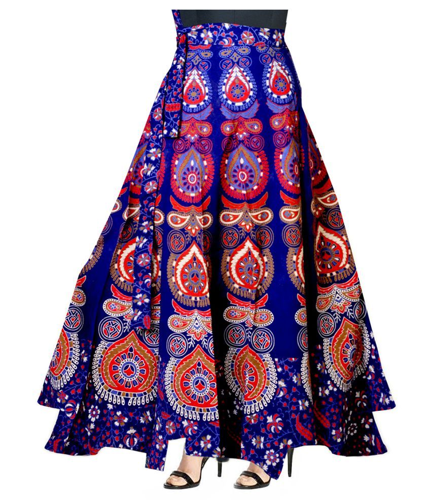 Buy KHUSHI PRINT Cotton Wrap Skirt - Multi Color Online at Best Prices ...