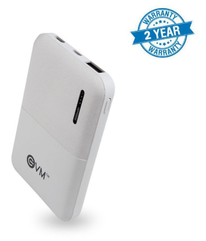 EVM EnCore 5000 -mAh Li-Polymer Power Bank Black & White - Power Banks ...