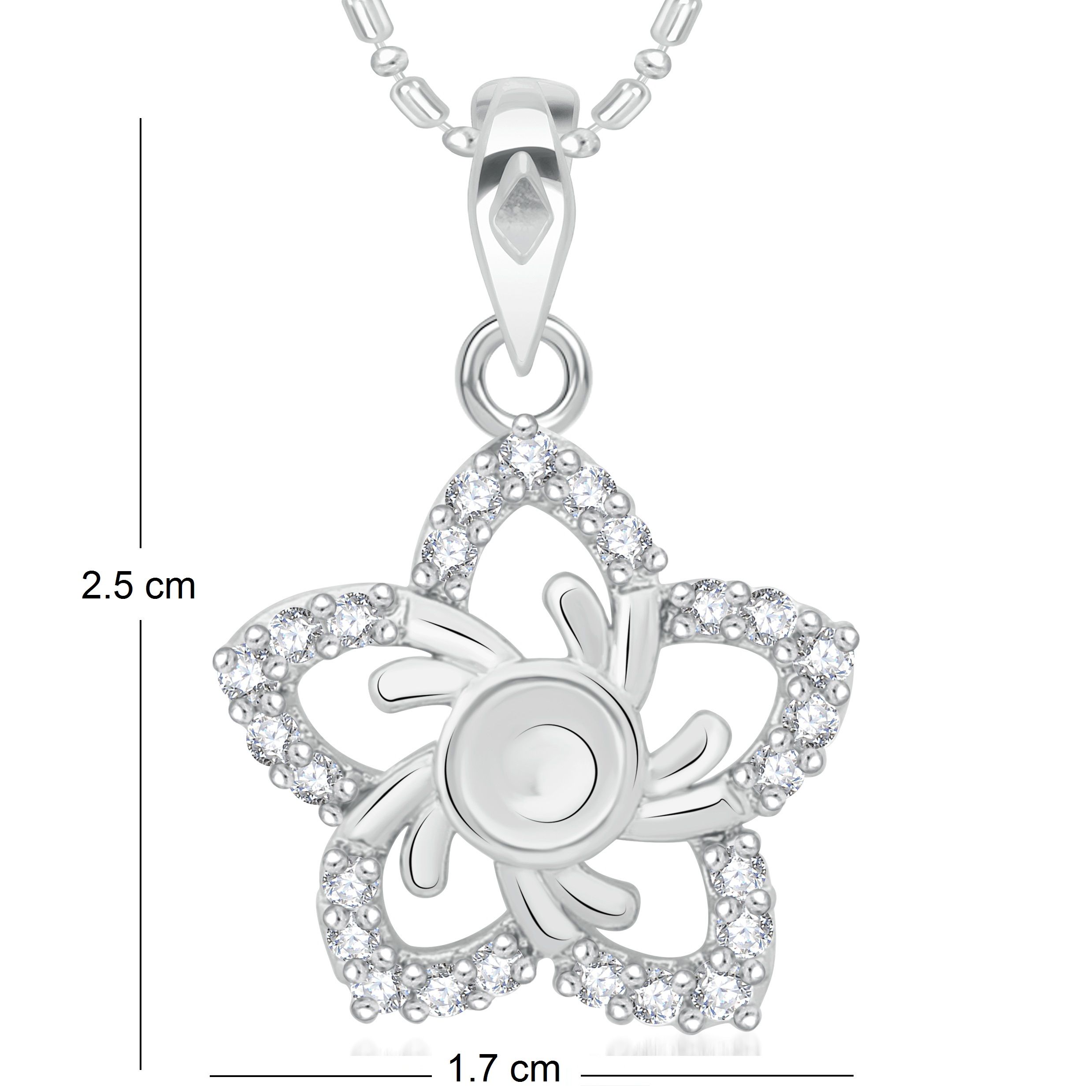 Vk Jewels Flower Rhodium Plated Alloy Pendant With Chain For Women