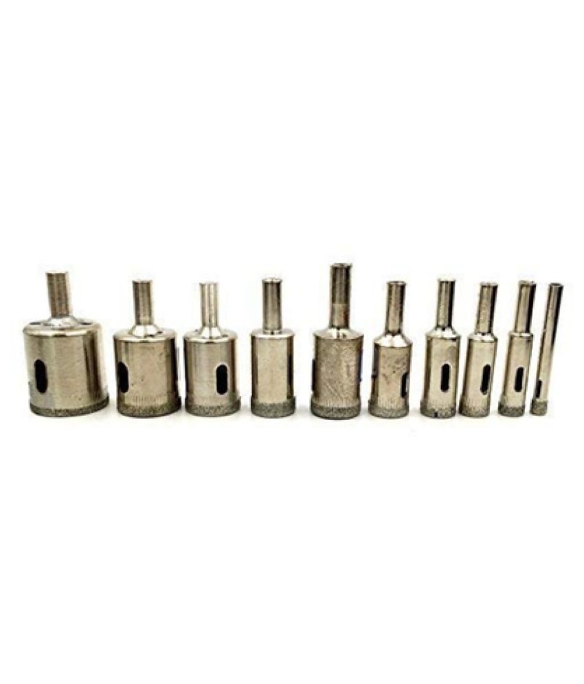 Excel Impex Glass Drill Bit Set of 10 (4,5,8,10,16,20,25,32,40,45 mm ...