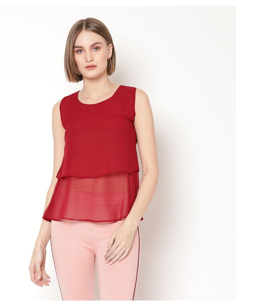 V2 Crepe Tank Tops Maroon Buy V2 Crepe Tank Tops Maroon Online At