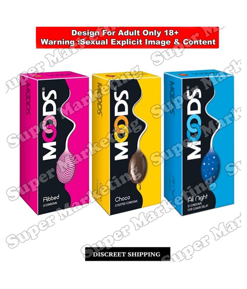 Moods Condom All Night,Choco & Ribbed(12X3): Buy Moods Condom All Night ...