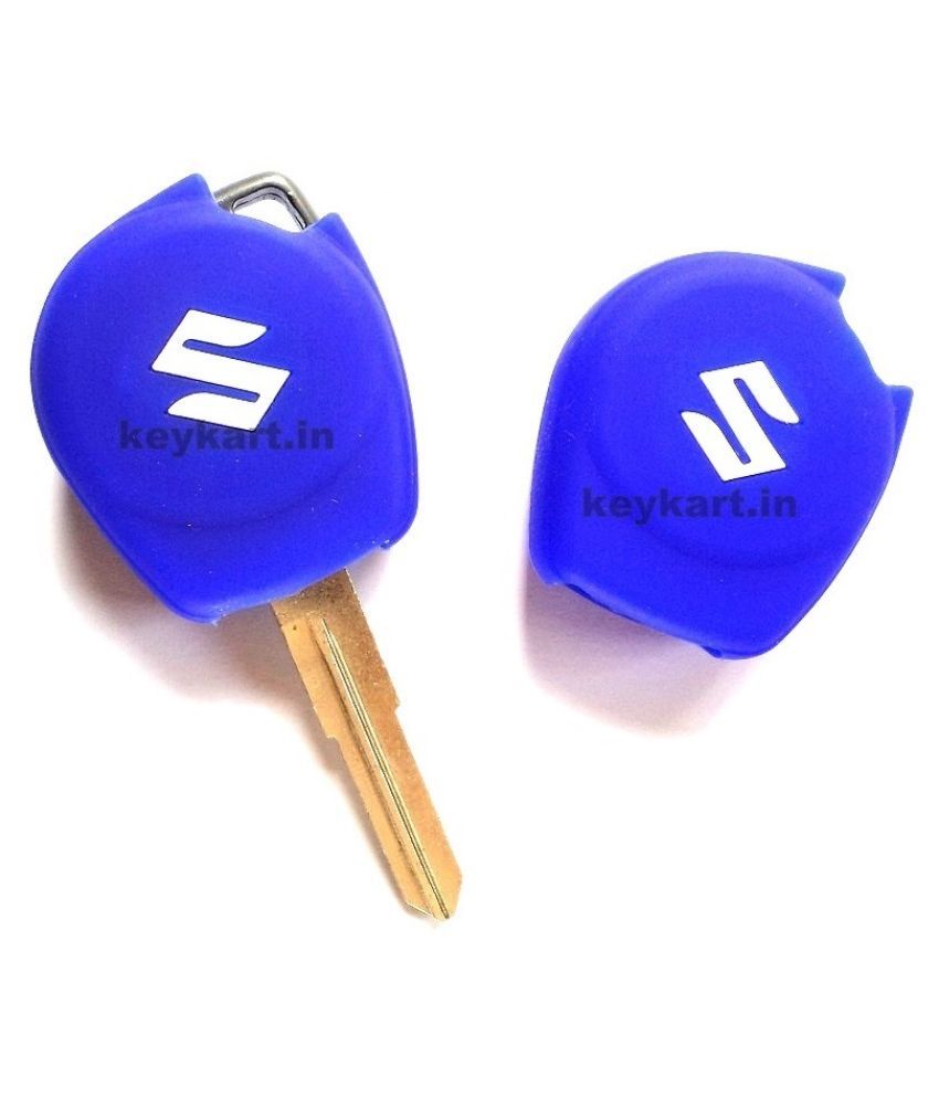 SUZUKI 2 BUTTON SILICONE KEY COVER - BLUE (Swift, SX4, DZire, WagonR ...