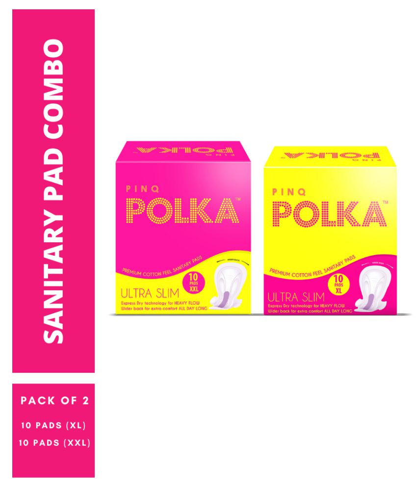 PINQ POLKA Premium Ultra Slim XL + XXL 20 Sanitary Pads Pack of 2: Buy ...