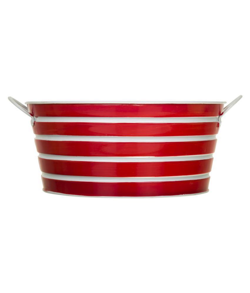 Joymart Red Decorative Ribbed with Hook Metal Outdoor Plant container ...