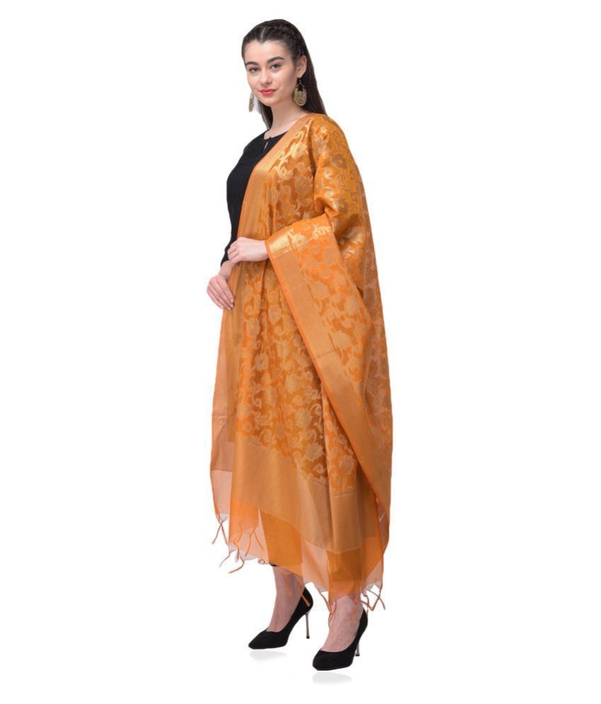 Silkfab Orange Banarasi Silk Banarasi Dupatta Price In India Buy