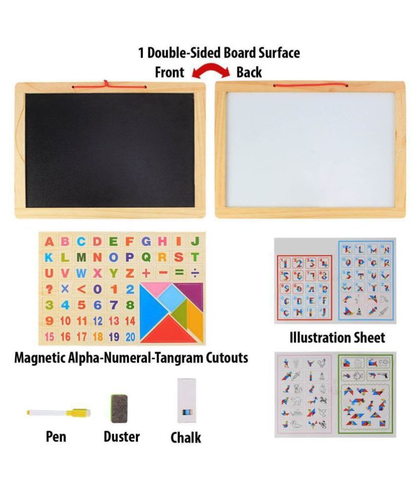 Double Sided Magnetic Board Slate with Alphanumeric, Mathematical Signs ...