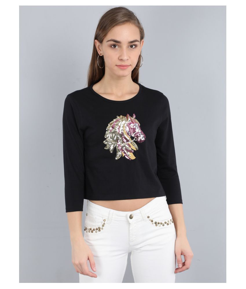 Buy Piper Cotton Black T Shirts Online At Best Prices In India Snapdeal
