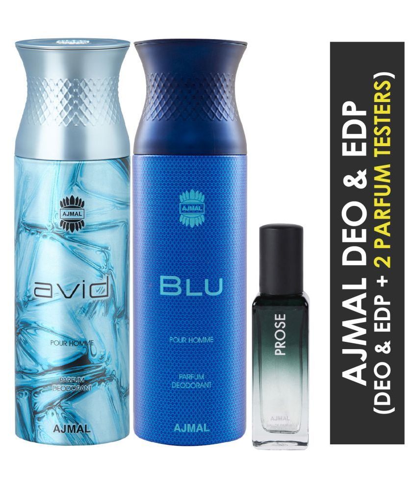 Ajmal Avid & Blu Deo each of 200ML & Prose EDP 20ML Pack of 3 (Total ...