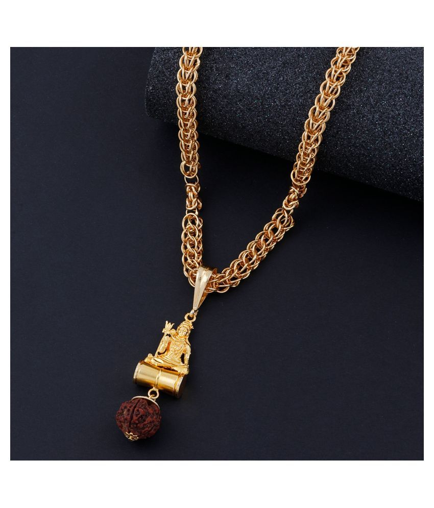 Silver Shine Gold Plated Designer Stylish Look Necklace Shiv Ji Trishul