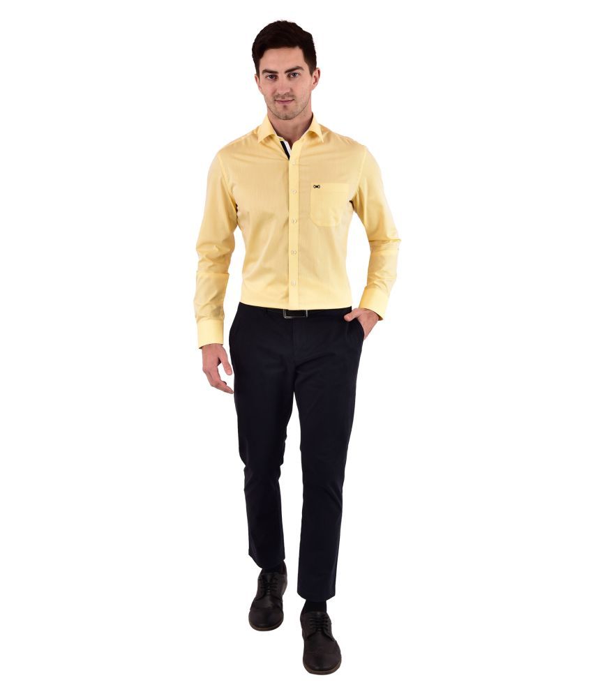 HIBorn 100 Percent Cotton Yellow Solids Formal Shirt - Buy HIBorn 100 ...