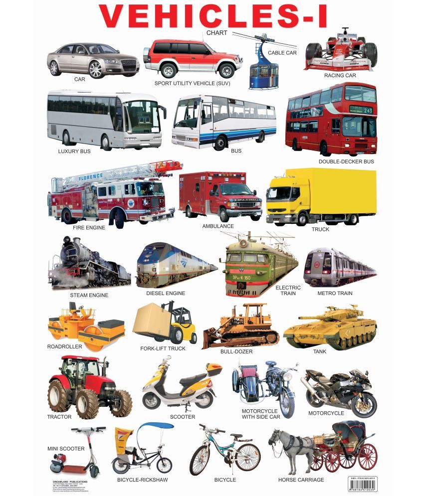 Vehicles-1 - Laminated Chart - Reference Book: Buy Vehicles-1 ...