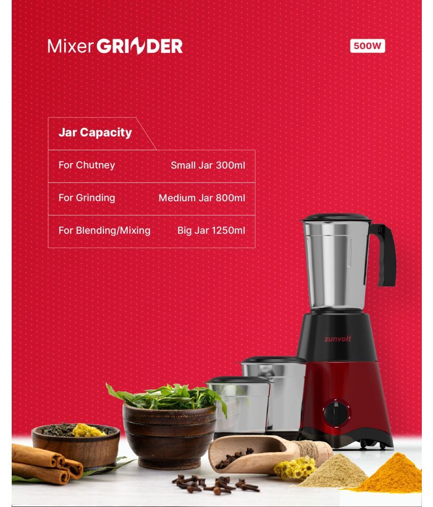 ZunVolt Pro 500 Watt 3 Jar Juicer Mixer Grinder Price in India - Buy ... ZunVolt Pro 500 Watt 3 Jar Juicer Mixer Grinder Price in India - Buy ...