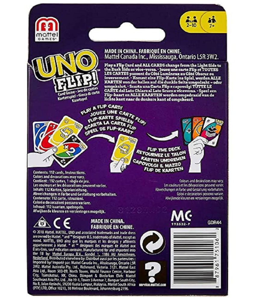 Uno Flip Side Toyverse Playing Cards, 2-10 Players, Cards and ...